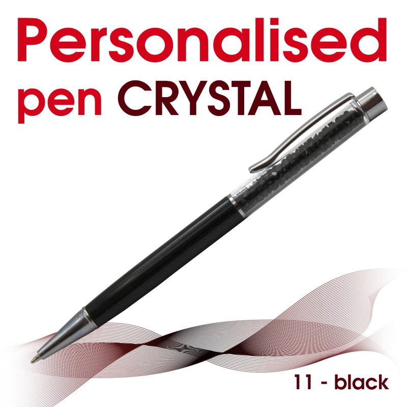 10/20/50 Personalised black crystal metal pen - wedding pens - bussines ...
