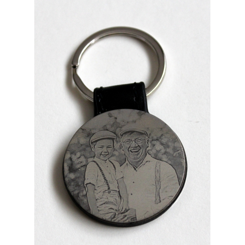 Personalised key ring with custom text and image Engraving - side one-sided